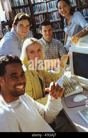 Five students smiling Stock Photo - Alamy