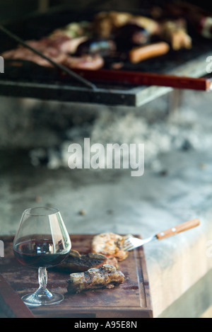 BBQ Outdoor with food preparations. People eating and dining outdoor ...