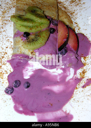 Fruit Salad & Purple Yogurt Stock Photo - Alamy