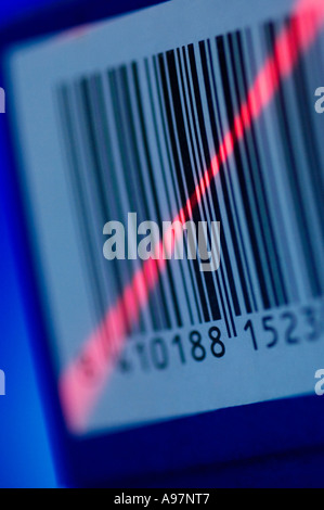 BAR CODE SCAN WITH RED SCAN LIGHT Stock Photo - Alamy