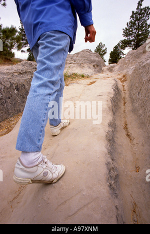 Oregon Trail ruts near Guernsey, WY, a National Historic Monument. The ...