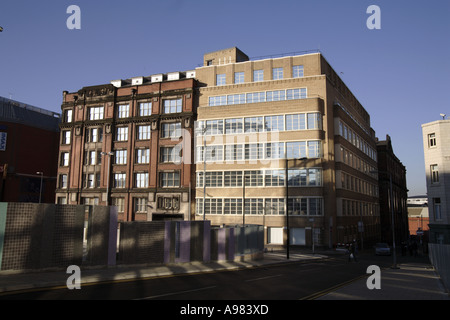 Dantzic Street, Manchester, England, UK, Europe. Rooftops with clock ...