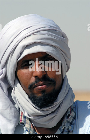 Portrait of a Nomadic men wearing a turban Adrar region Mauritania ...