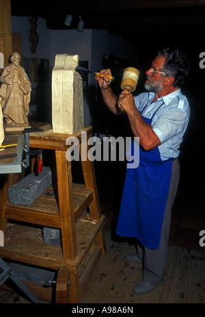 Traditional Bavarian woodcarving shop Oberammergau Bavaria Germany ...