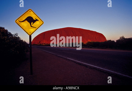 Kangaroo road sign at Uluru Ayers Rock Uluru Kata Tjuta National Park ...