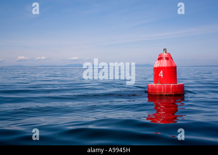 Red channel marker bouy marks right side of channel Puget Sound Whidbey ...
