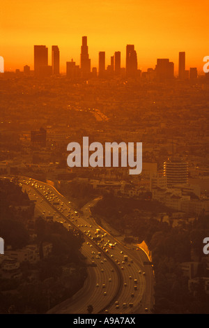 ROUTE 110 FREEWAY HOLLYWOOD DOWNTOWN SKYLINE LOS ANGELES CALIFORNIA USA ...