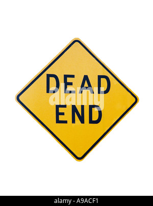 Conceptual dead end road. Dead end sign stands before narrow road Stock ...
