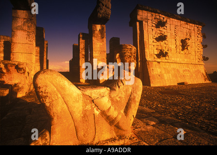 CHAC MOOL ALTAR TEMPLE OF WARRIORS CHICHEN ITZA MAYAN RUINS YUCATAN ...
