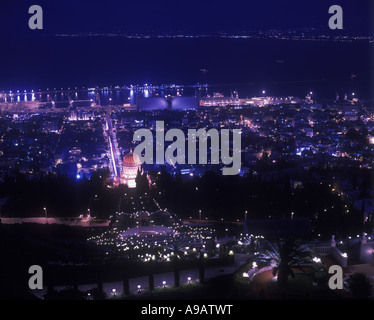 Israel: Haifa. Overview of the city and the harbour from the Terraces ...