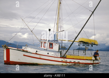 Commercial Salmon Fishing Boat Trolling Cross Sound SE Alaska Rainbow ...
