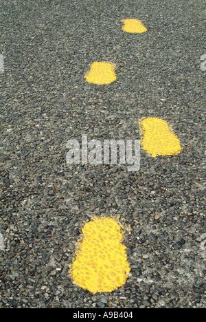 Painted footsteps on pavement Chemainus Vancouver Island British ...