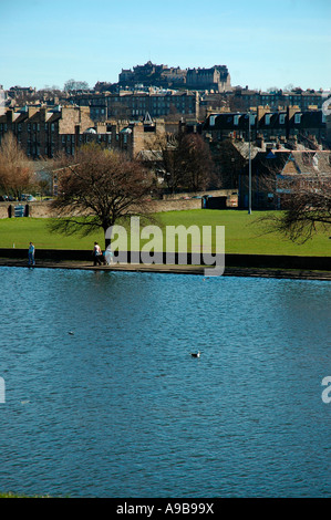 View of Edinburgh with Edinburgh Castle from Inverleith Park, Scotland ...