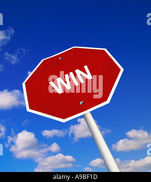 Risk Chance Win Road signs Financial Concept Stock Photo - Alamy