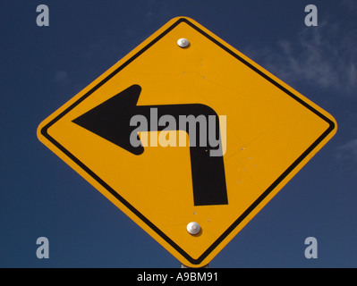 Traffic sign warning against a sharp bend to right Stock Photo ...