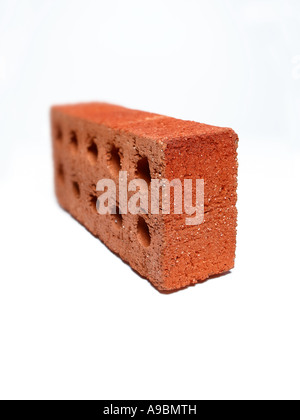 Building material red brick with holes. Solid clay bricks used for ...