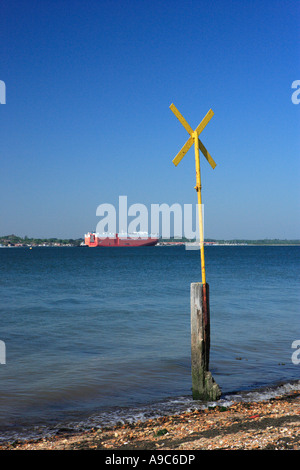 Coastal Outfall Hazard Sign at High Tide Stock Photo - Alamy