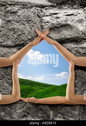 House stone figure as symbol of real estate and elegant office design ...