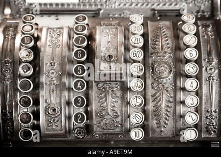 keyboard of an old cash register Stock Photo - Alamy