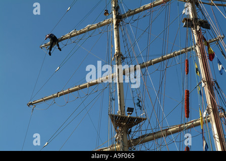 Mast of sailing vessels tall spar, or arrangement of spars at tall ...