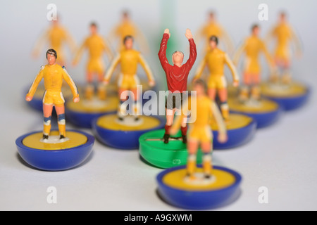Subbuteo Leeds Replica Table Football Players goalkeeper on stand Stock ...