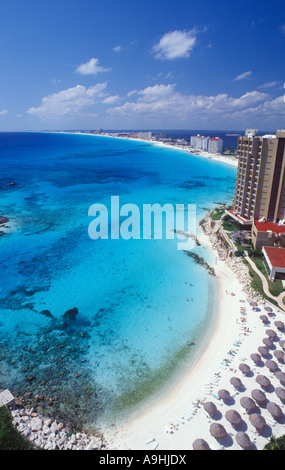 View of magnificient beach viewed southward from Punta Cancun, Quintana ...