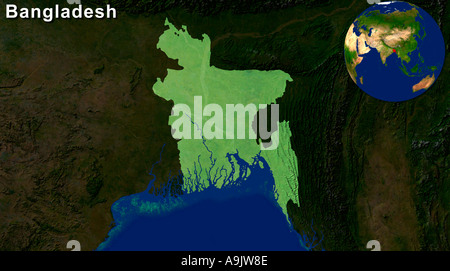 Highlighted Satellite Image Of Bangladesh Stock Photo - Alamy
