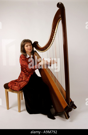 Welsh Triple Harp with Eluned Pierce playing in traditional costume ...