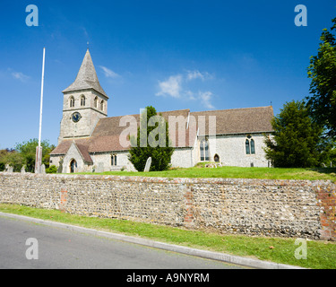 Overton village in Hampshire, England, UK. View along the High Street ...