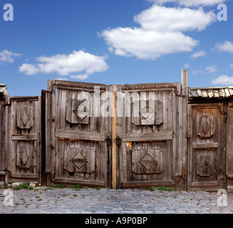 Wooden gate, door and fence in rustic style on a summer day Stock Photo ...