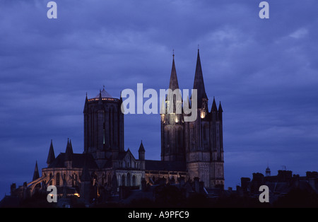 Cathedral at night in Coutances France Stock Photo - Alamy
