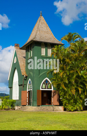 The green painted Waioli Huiia Church on Kauai Island, is one of the ...