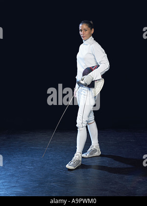 Portrait of female fencer Stock Photo - Alamy