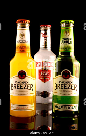 alcopop alcopops smirnoff ice wkd breezer teen drinking Stock Photo - Alamy