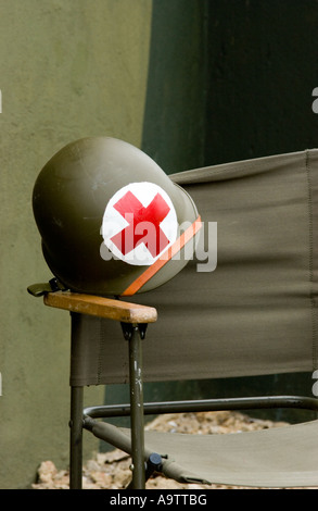 WW2 American Helmet with the Red Cross painted on it Stock Photo - Alamy