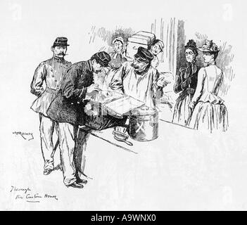 French customs officers and passengers Stock Photo - Alamy