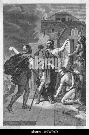 Archimedes, Greek mathematician and inventor, demonstrating the use of ...