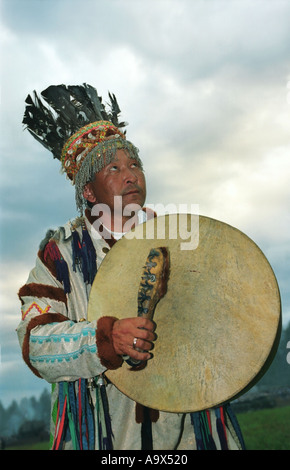 Turkic Shaman performs ancient ritual dance Tuva Siberia Russia Stock ...