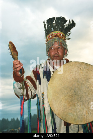 Shaman performs ancient ritual dance National Altaian festival El Oiyn ...