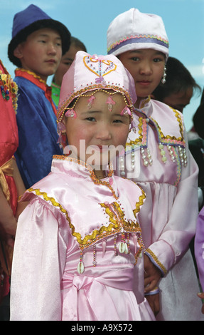 People in national Altaic costumes The ethnic festival El Oiyn Altai ...