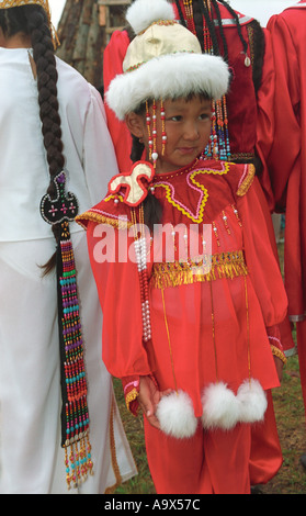 People in national Altaic costumes The ethnic festival El Oiyn Altai ...