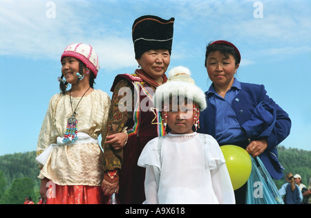 People in national Altaic costumes The ethnic festival El Oiyn Altai ...
