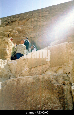 Tunnel entrance to the ancient Egyptian pyramid. A long passage in the ...