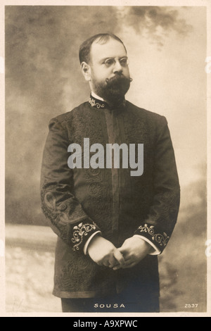John Philip Sousa, 1854-1932, on podium in front of Marine Band ...