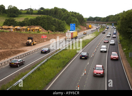 Roadworks widening M4 motorway near Cardiff with contraflow in ...