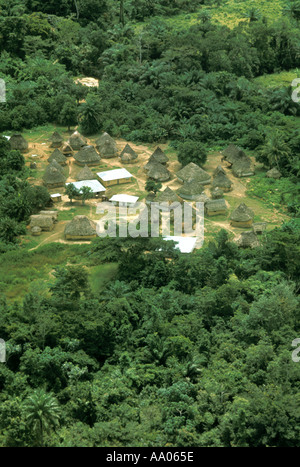 Africa Liberia Kpelle Tribe aerial view of small village and "Saint ...