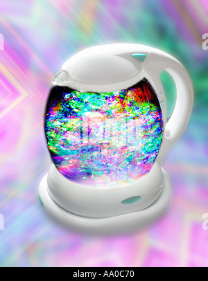 White water boiling kettle for making tea and coffee setting on kitchen ...