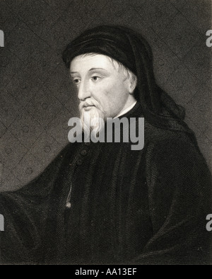 GEOFFREY CHAUCER (c 1343 - 1400) English poet as shown on the Ellesmere ...