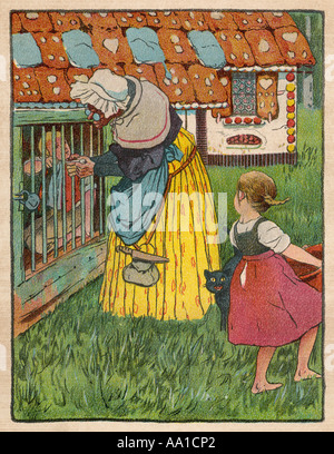 Hansel is kept in a cage by the Wicked Witch, and Gretel has to do ...