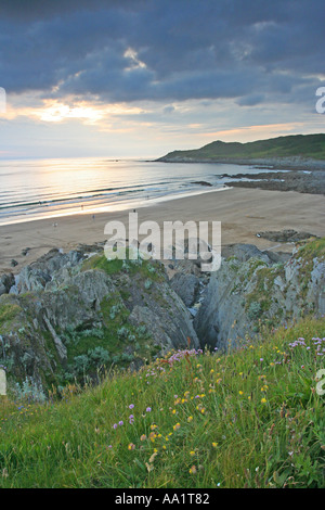 North Devon sunset at Morthoe, Woolacombe Stock Photo - Alamy